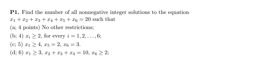 Solved P1. Find the number of all nonnegative integer | Chegg.com