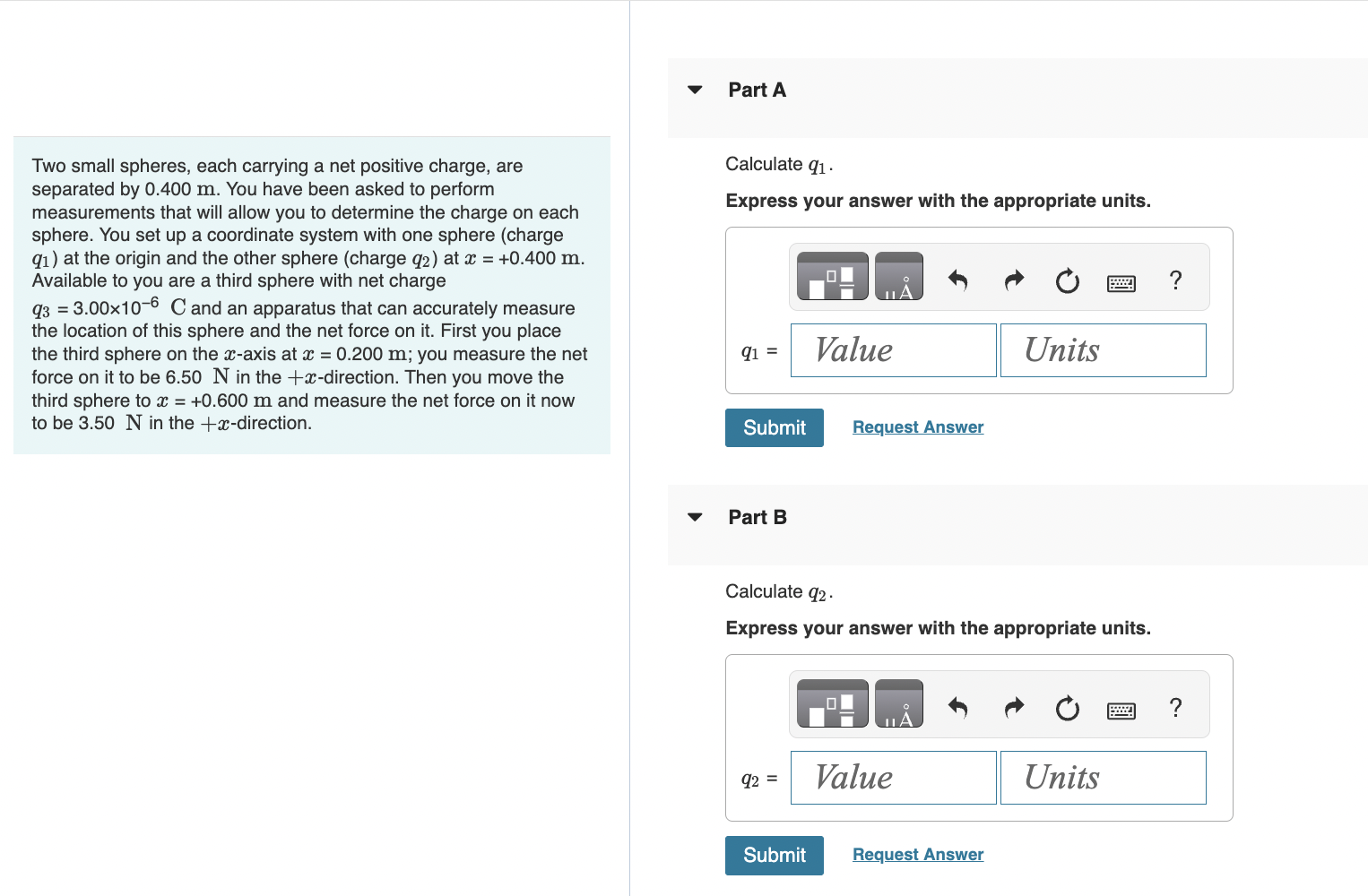 Solved Two small spheres, each carrying a net positive | Chegg.com