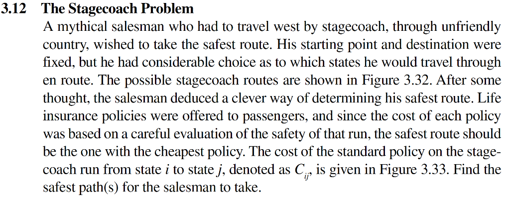 3.12 The Stagecoach Problem A mythical salesman who | Chegg.com