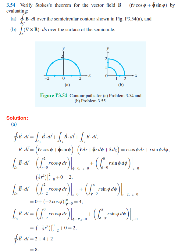 Solved 3.54 Verify Stokes's theorem for the vector field | Chegg.com