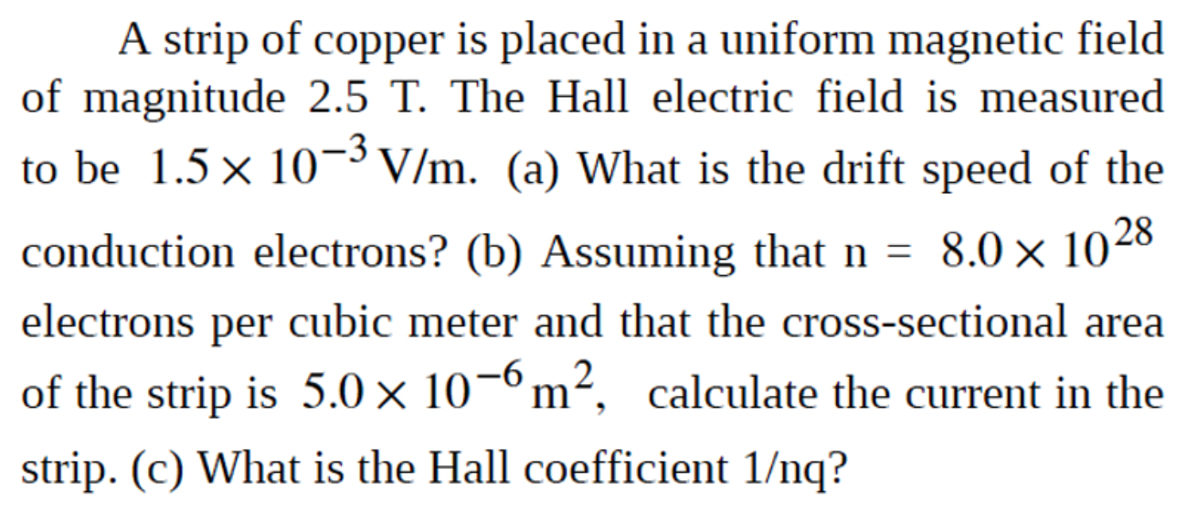 Solved A strip of copper is placed in a uniform magnetic | Chegg.com