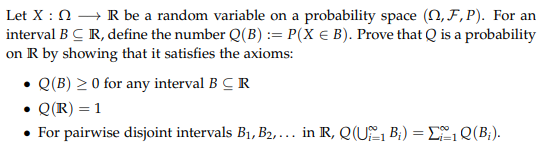Solved Let X:Ω R be a random variable on a probability space | Chegg.com