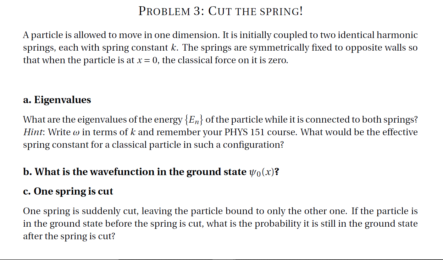 PROBLEM 3: CUT THE SPRING! A particle is allowed to | Chegg.com