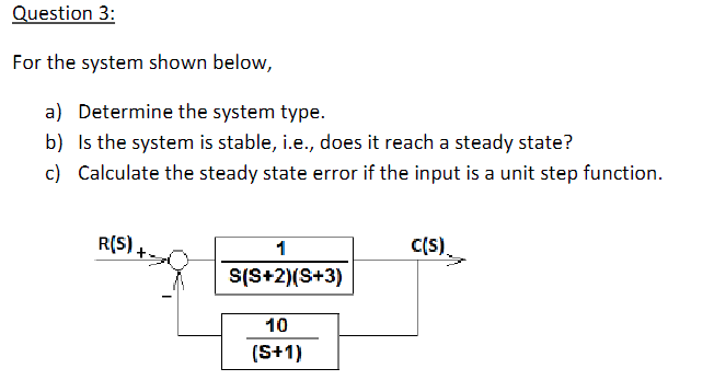 Solved For the system shown below, a) Determine the system | Chegg.com