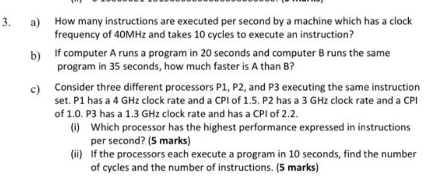 Solved 3. a) How many instructions are executed per second | Chegg.com
