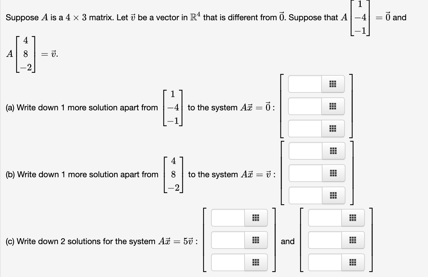 Solved Suppose A is a 4×3 matrix. Let v be a vector in R4 | Chegg.com