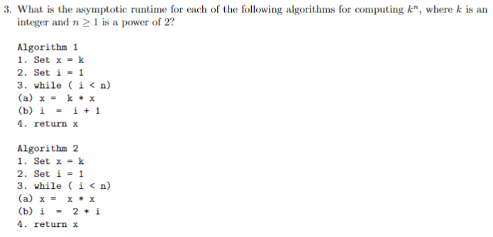 Solved 3. What is the asymptotic runtime for each of the | Chegg.com