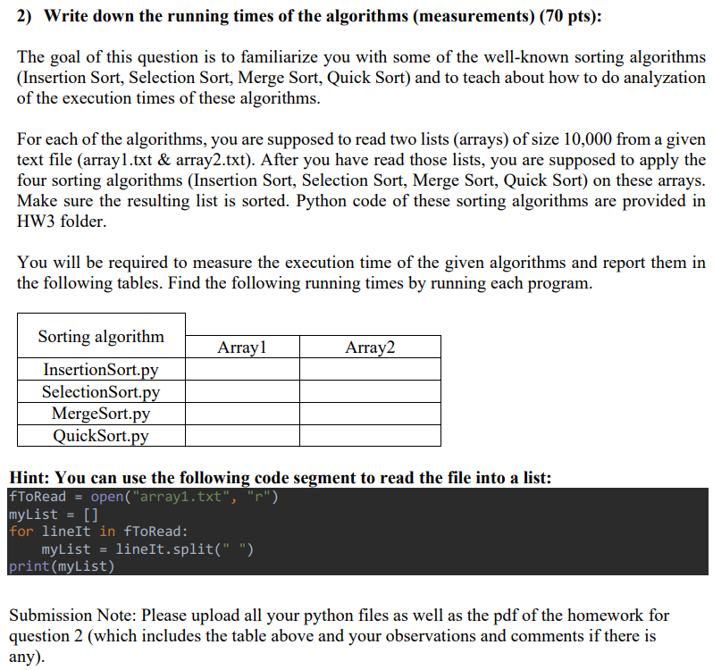 Solved 2) Write down the running times of the algorithms | Chegg.com