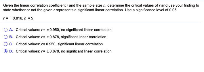 Solved Given the linear correlation coefficient r and the | Chegg.com