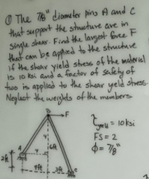 Solved o The The" diameter pins A and c that support the | Chegg.com