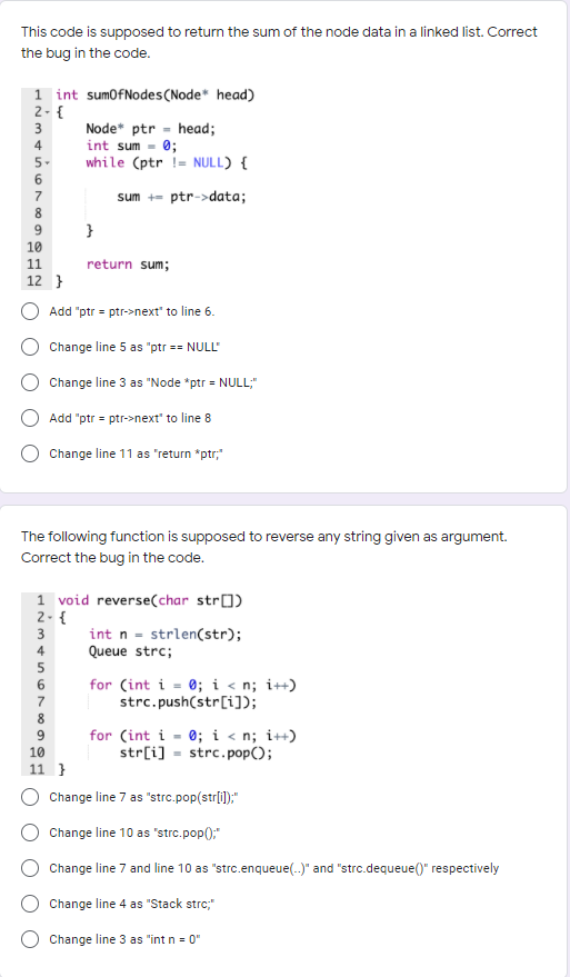 Solved This code is supposed to return the sum of the node | Chegg.com