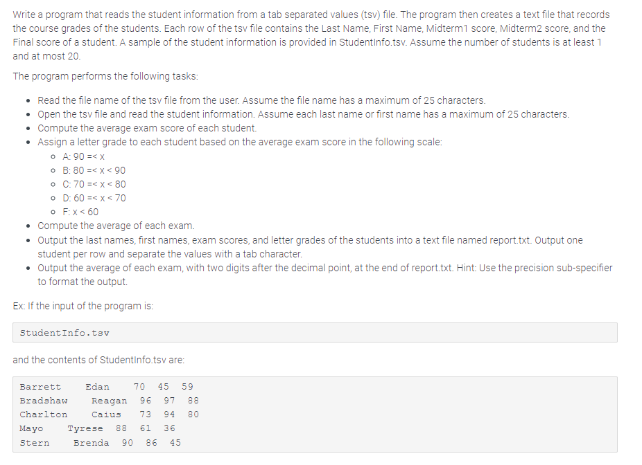 Solved Write A Program That Reads The Student Information Chegg