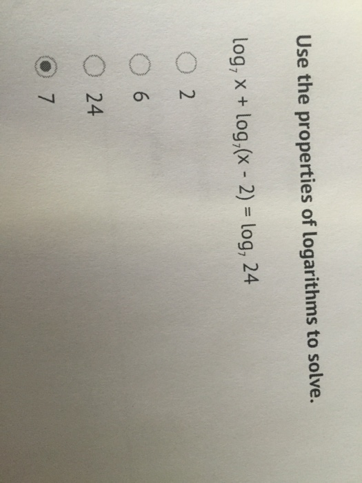Solved Use the properties of logarithms to solve. log_7 x + | Chegg.com