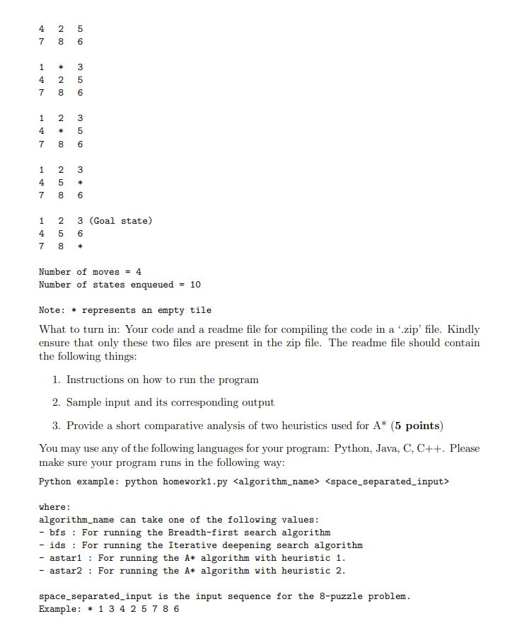 The 8-puzzle problem is played on a 3-by-3 grid with | Chegg.com