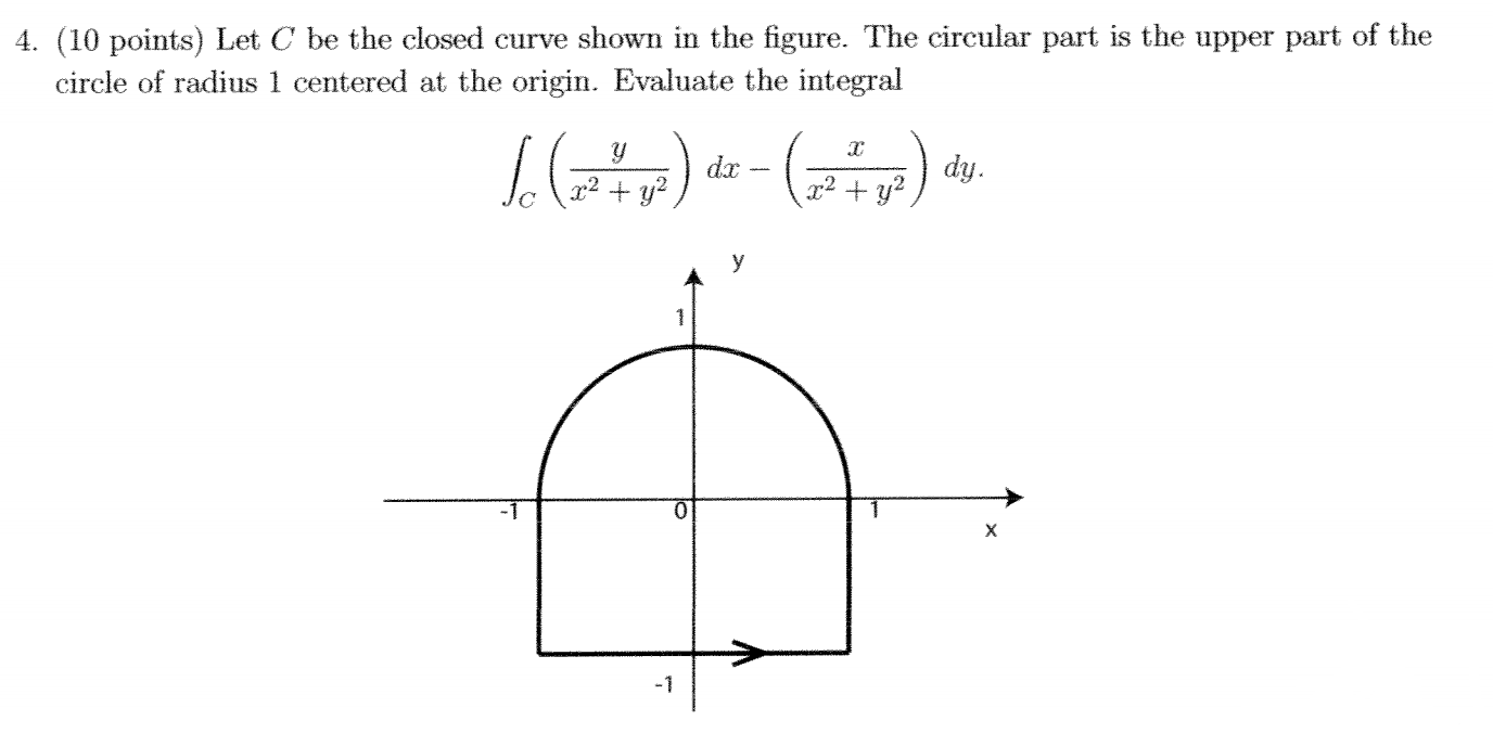 Solved 4. (10 points) Let C be the closed curve shown in the | Chegg.com