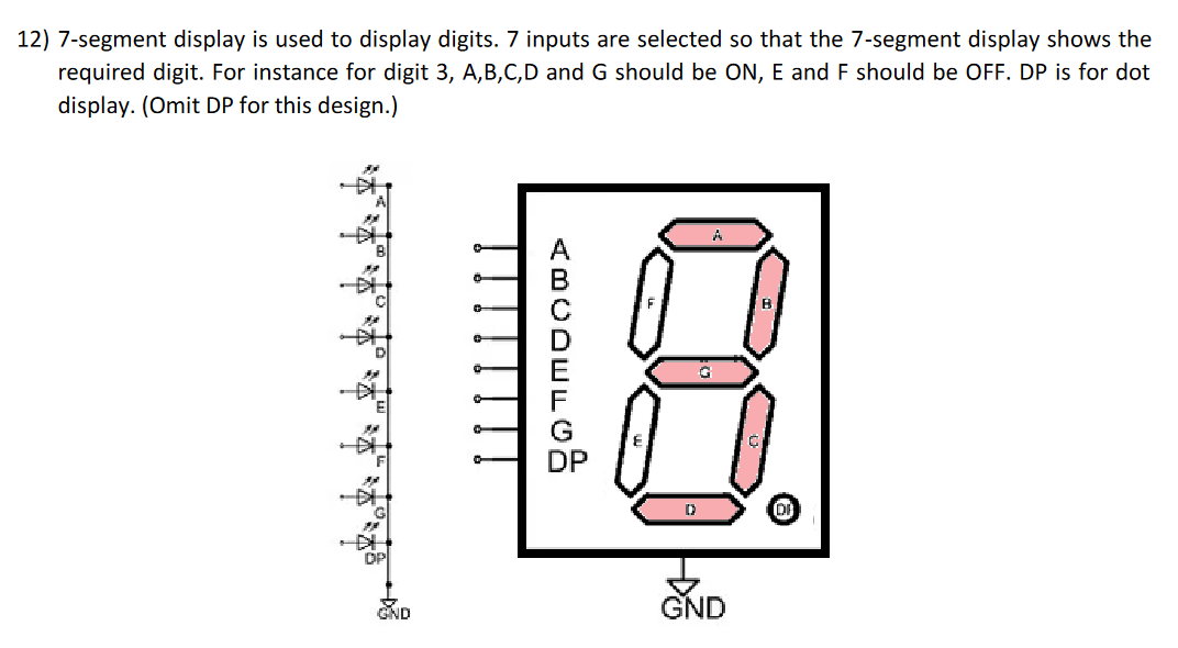 Solved 12) 7-segment display is used to display digits. 7 | Chegg.com