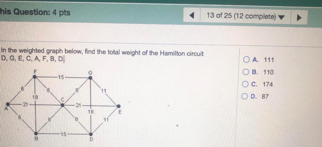 Solved his Question: 4 pts 13 of 25 (12 complete) In the | Chegg.com