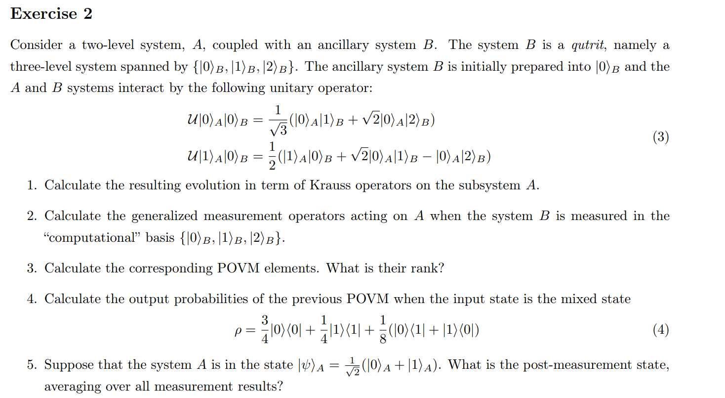 Solved Consider a two-level system, A, coupled with an | Chegg.com