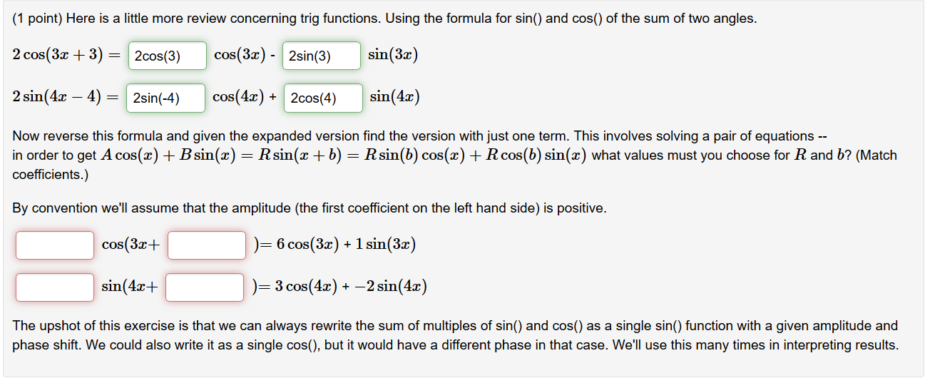 Solved (1 point) Here is a little more review concerning | Chegg.com