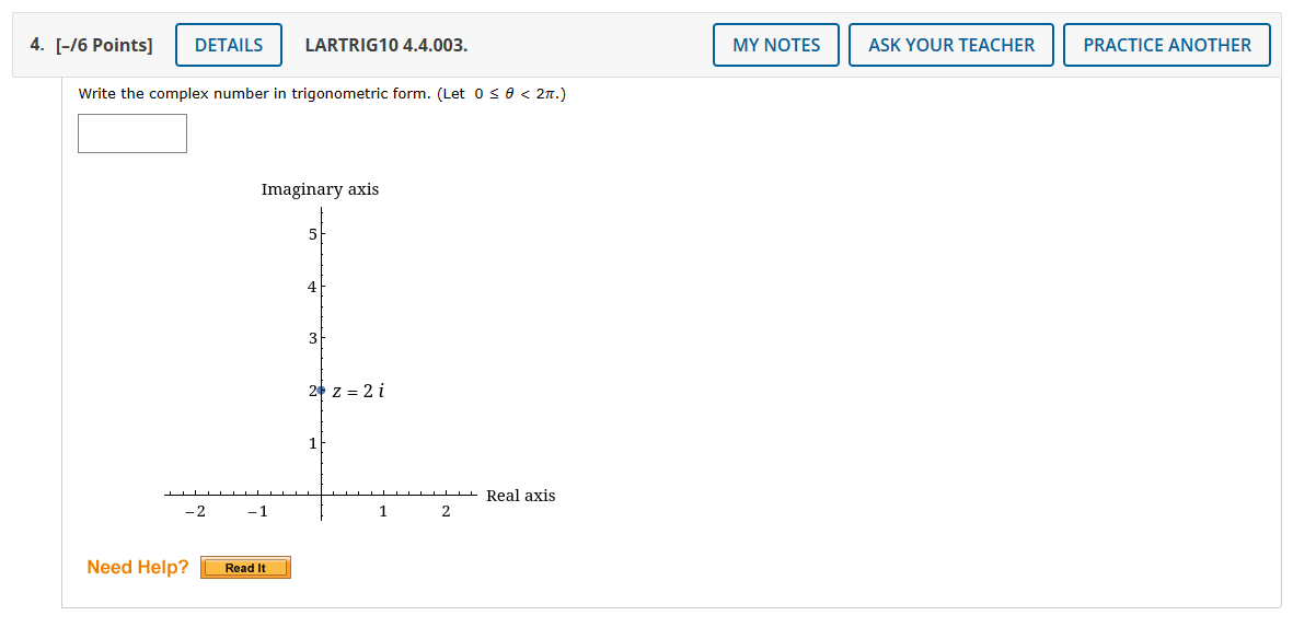 Solved Write the complex number in trigonometric form. (Let | Chegg.com