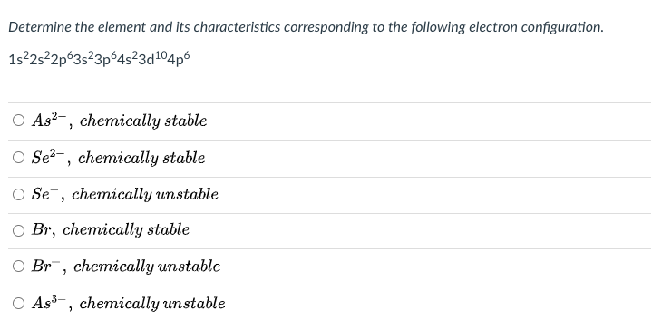 Solved Determine the element and its characteristics | Chegg.com
