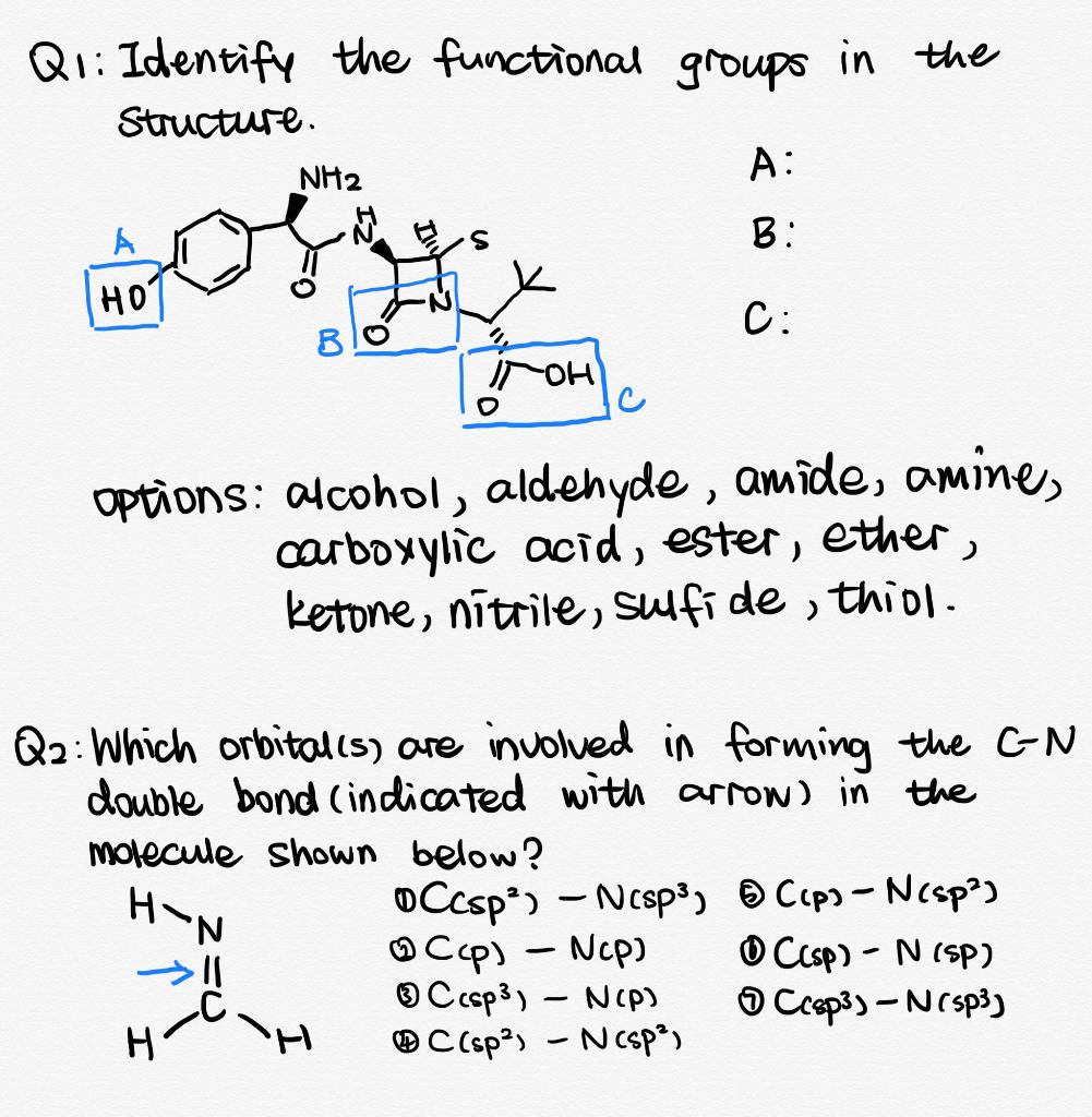 Solved Q1: Identify the functional groups in the Structure. | Chegg.com