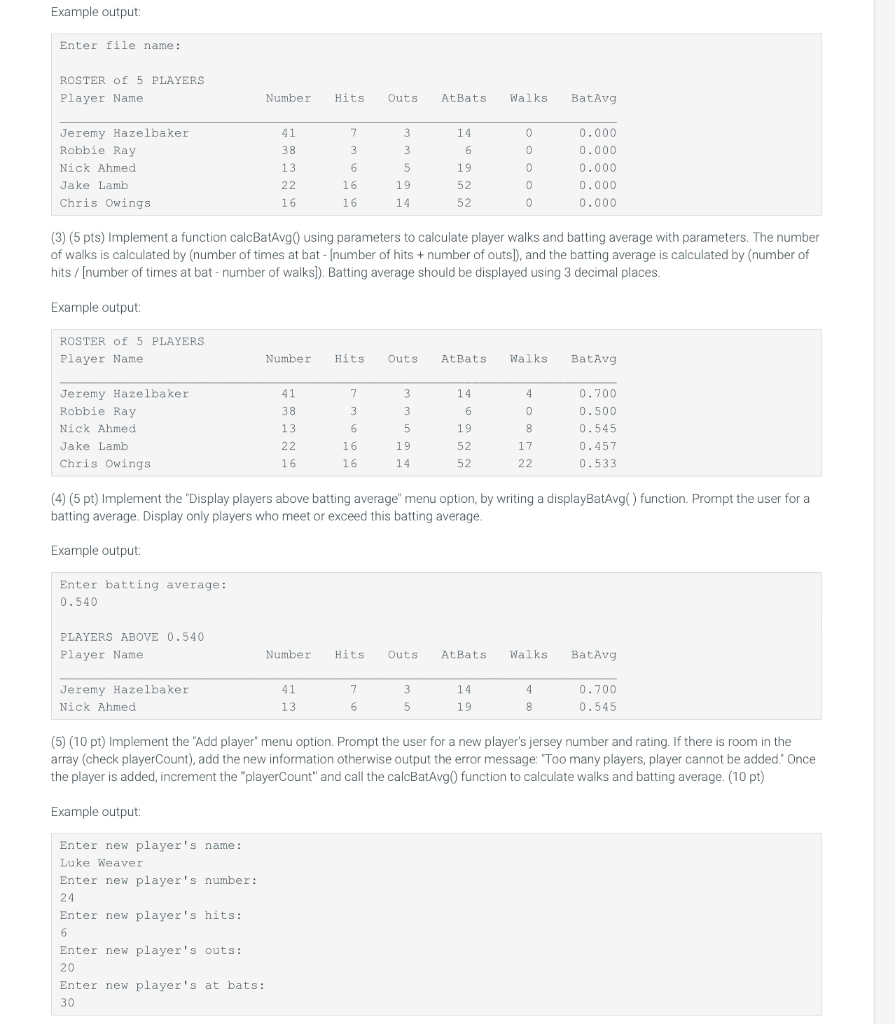 Solved This program will store roster and player information | Chegg.com