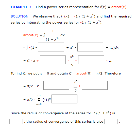 Solved EXAMPLE 7 Find a power series representation for f(x) | Chegg.com