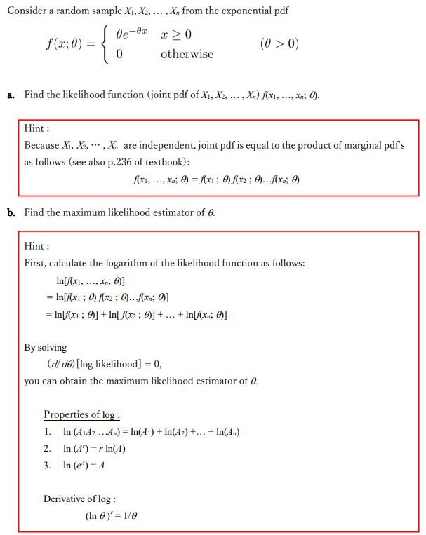 Solved Consider a random sample X1, X2, ... , X, from the | Chegg.com