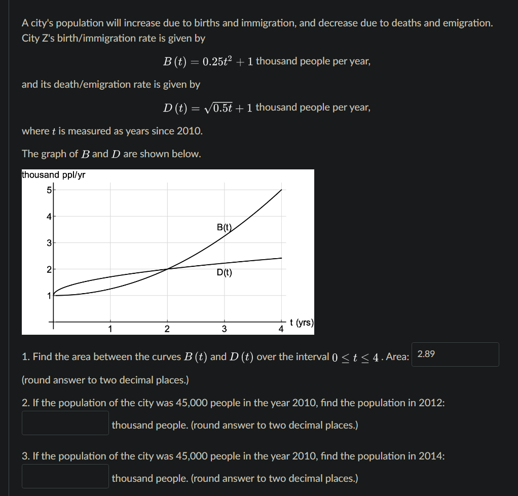 Solved A city's population will increase due to births and | Chegg.com
