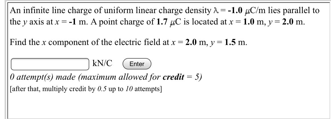 Solved An infinite line charge of uniform linear charge | Chegg.com