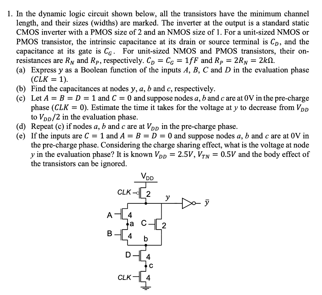 Solved a = = 1. In the dynamic logic circuit shown below, | Chegg.com