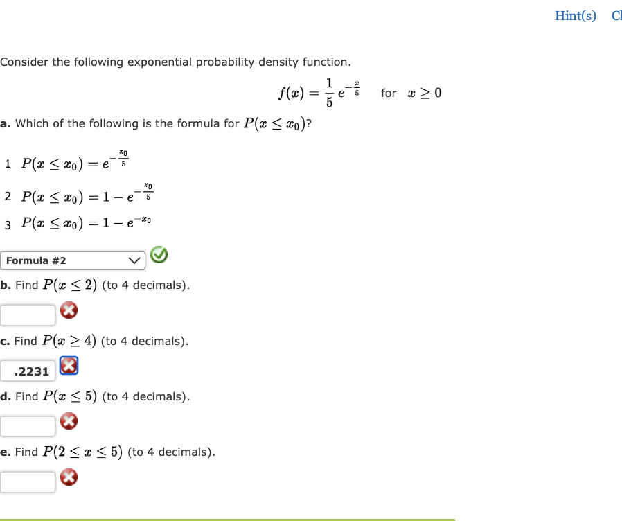 Solved Consider the following exponential probability | Chegg.com