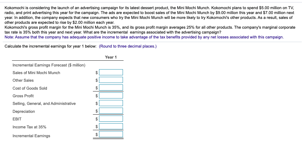 Solved Kokomochi is considering the launch of an advertising | Chegg.com