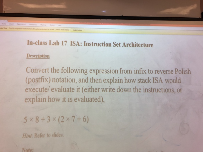 Solved In-class Lab 17 ISA: Instruction Set Architecture | Chegg.com