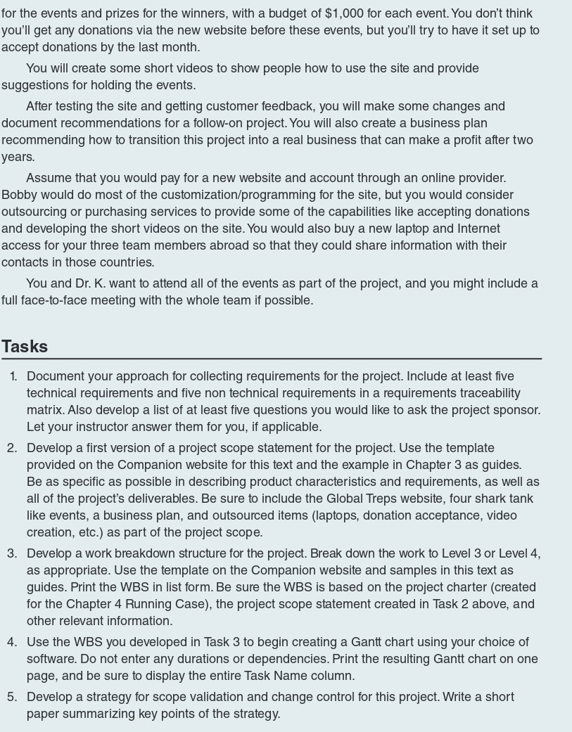 Solved Running Case You have been selected as the project | Chegg.com