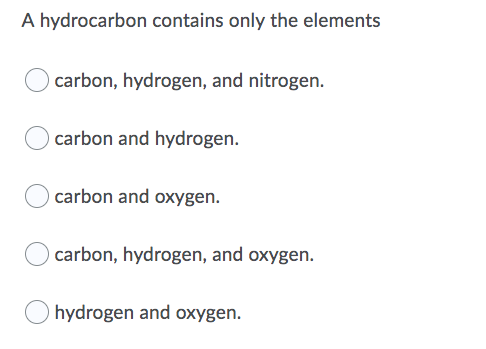 Solved A hydrocarbon contains only the elements O carbon, | Chegg.com