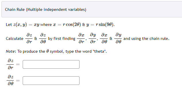 Solved Chain Rule (Multiple independent variables) Let z(x, | Chegg.com