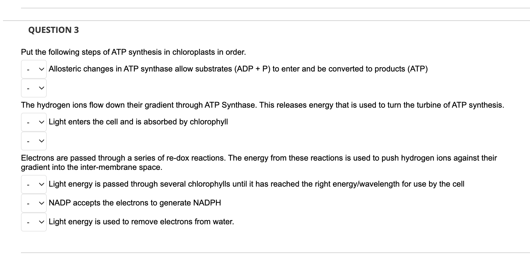 Solved Put the following steps of ATP synthesis in | Chegg.com