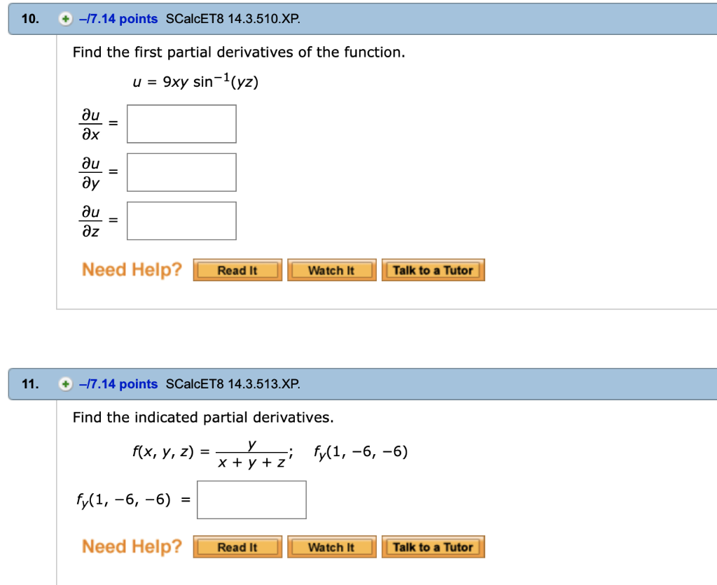 Solved 10. -/7.14 points SCalcET8 14.3.510.XP. Find the | Chegg.com