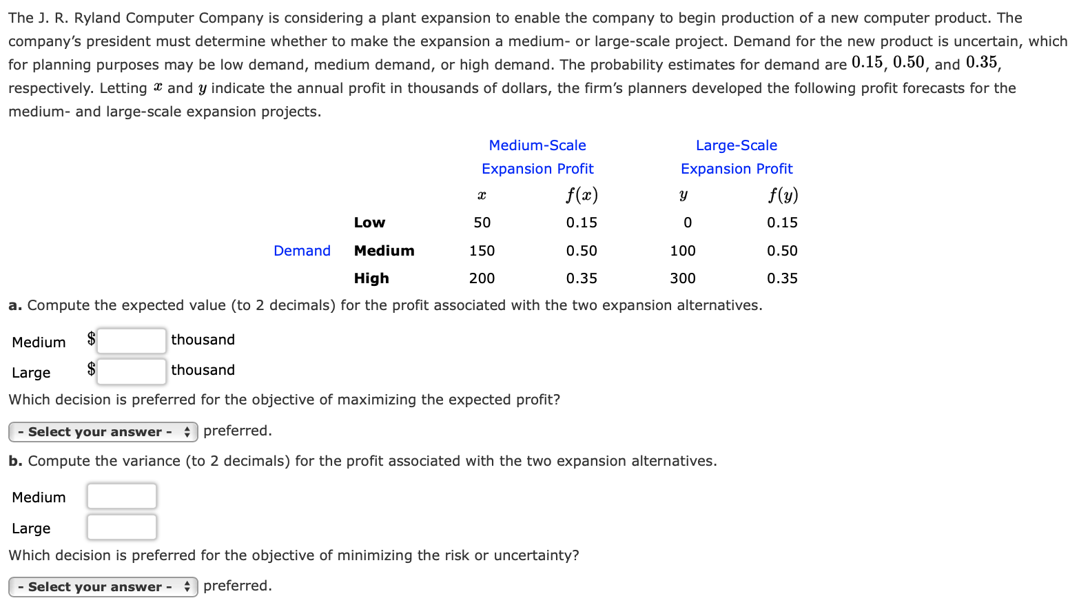 Solved b. Compute the variance (to 2 decimals) for the | Chegg.com