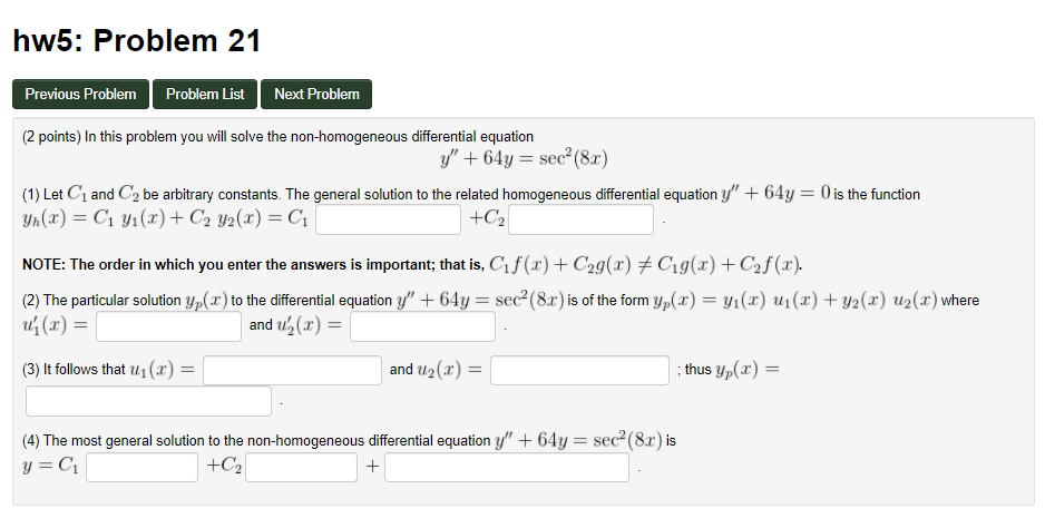 Solved hw5: Problem 21 Previous Problem Problem List Next | Chegg.com