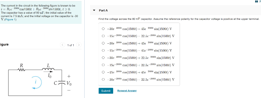 Solved Part A The current in the circuit in the following | Chegg.com