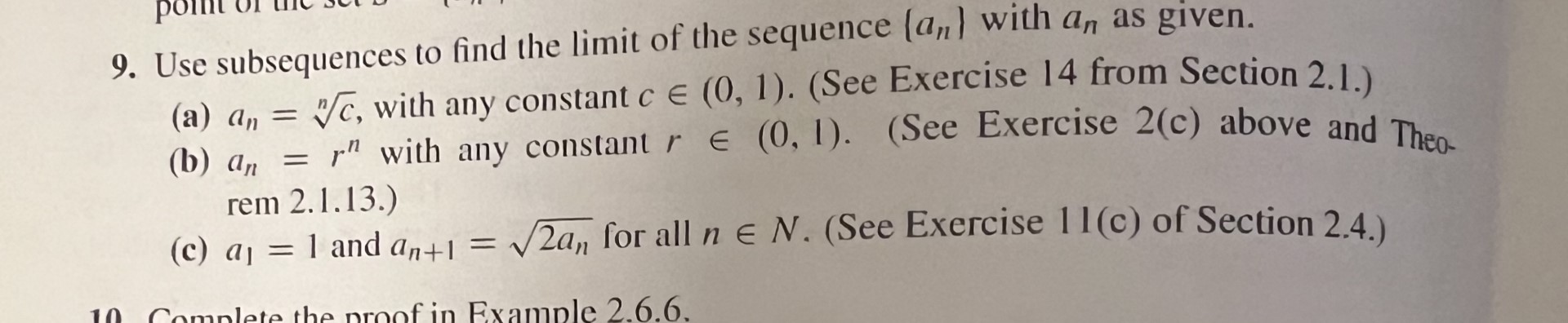 Solved 9. Use subsequences to find the limit of the sequence | Chegg.com