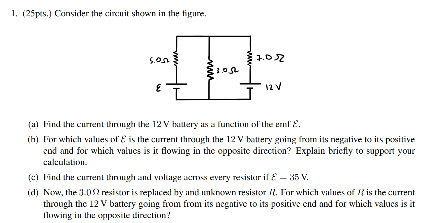 1. (25pts.) Consider the circuit shown in the figure. | Chegg.com