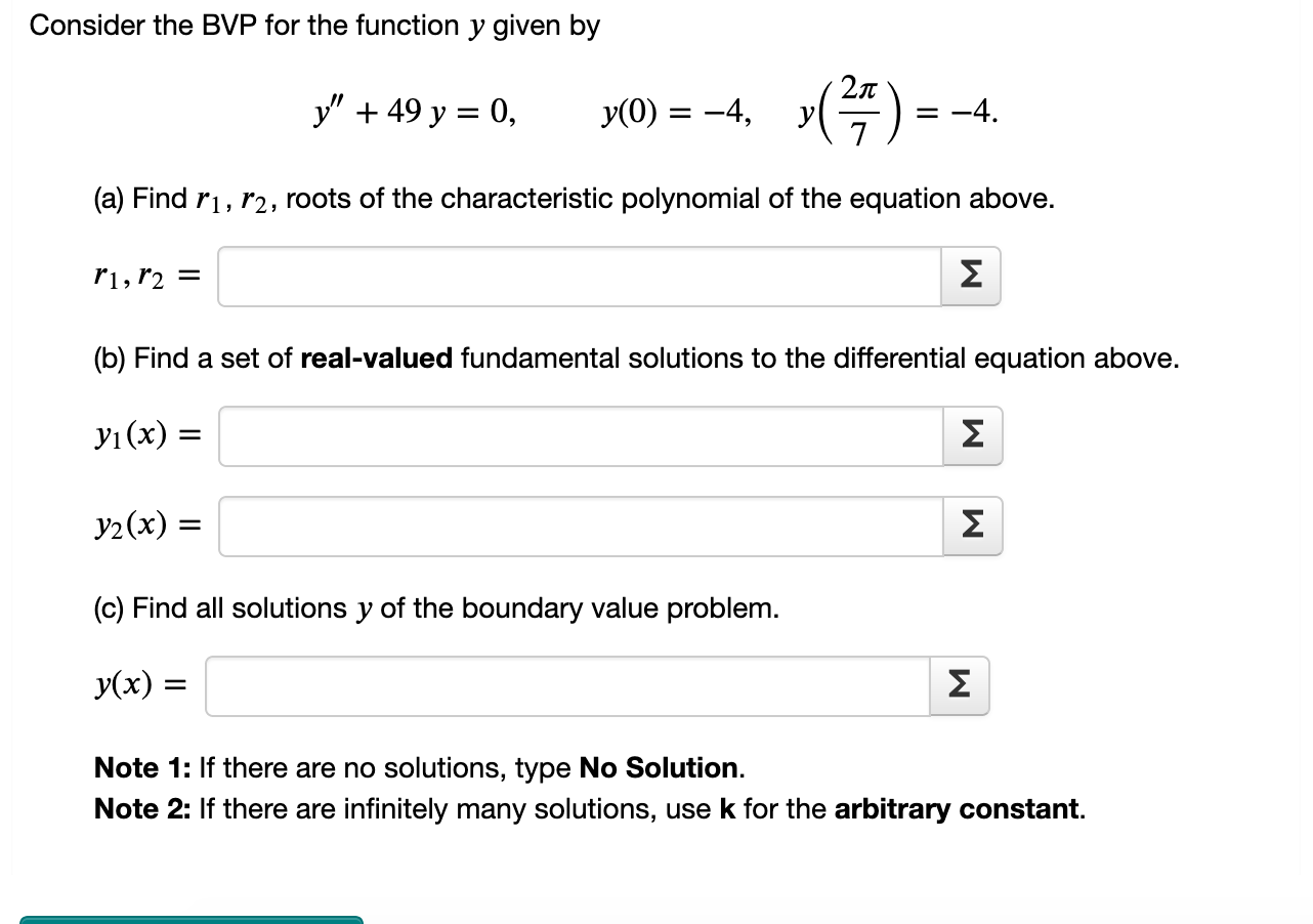 Solved Consider the BVP for the function y given by / 27 Y" | Chegg.com