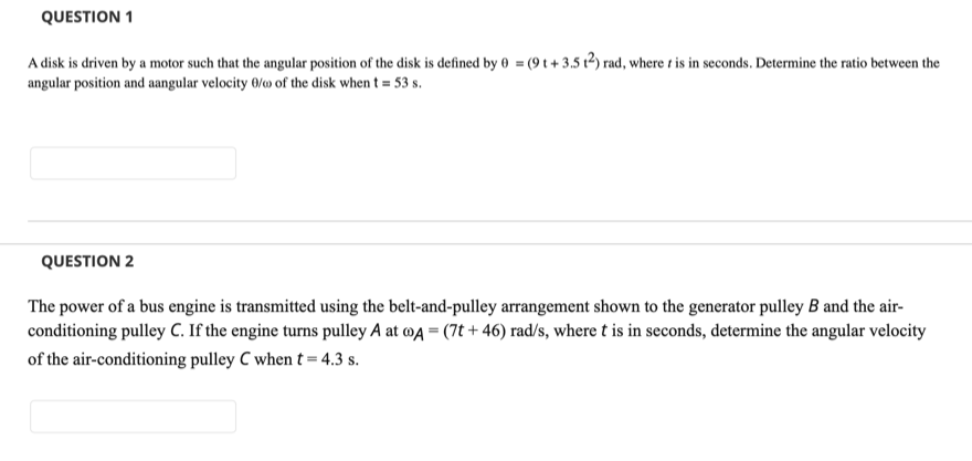Solved QUESTION 1 A disk is driven by a motor such that the | Chegg.com