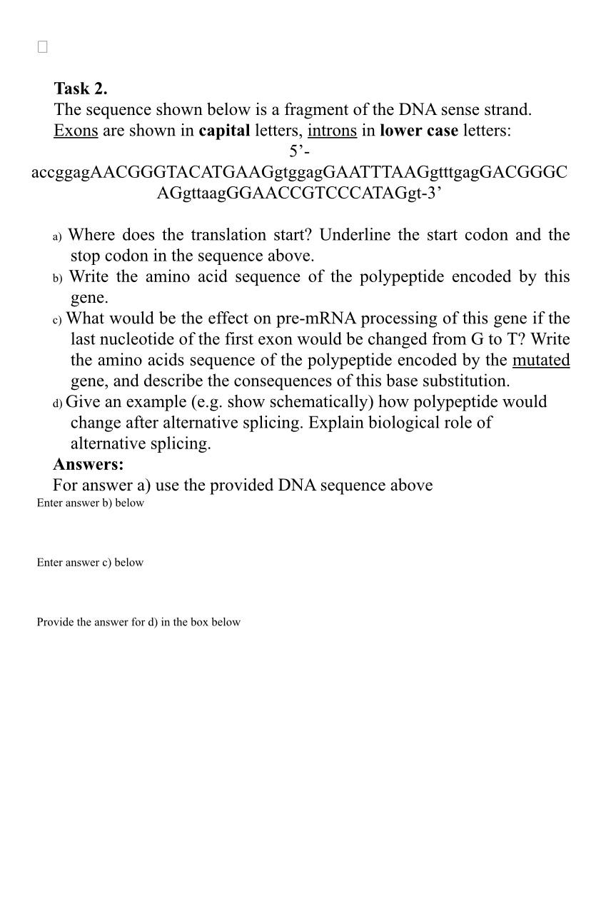 Solved Task 2. The sequence shown below is a fragment of the | Chegg.com