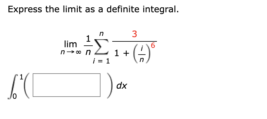 Solved Express the limit as a definite integral. | Chegg.com