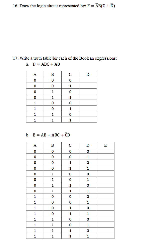 Solved 16. Draw the logic circuit represented by: F-AB(C + | Chegg.com